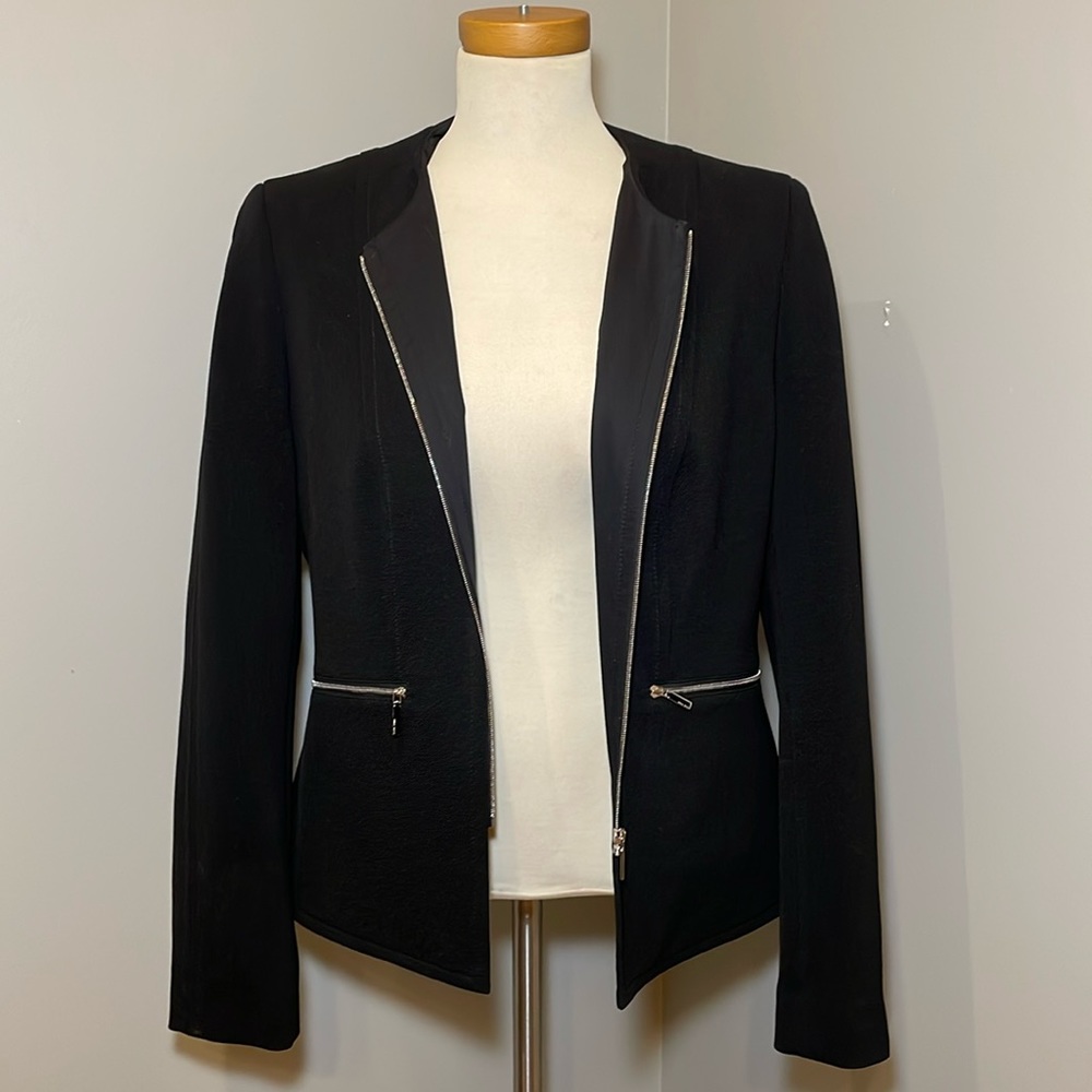 Boss Hugo Boss Fitted Front Zip Suit Jacket. Black / … - Gem